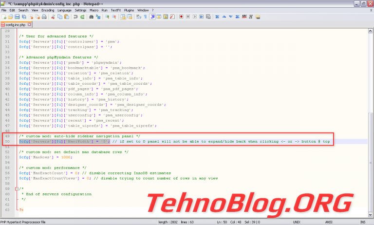 Phpmyadmin How To Hide Sidebar Navigation Panel And Optimize Performance 6157