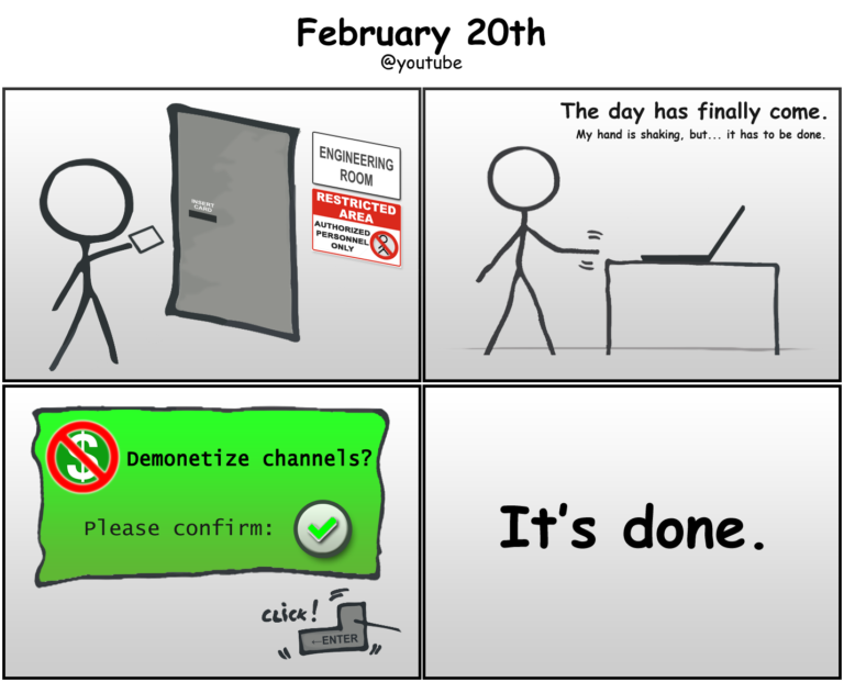 YouTube Demonetization February 20th 2018 Comic - TehnoBlog.org